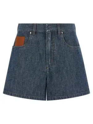Fendi Chambray Denim Shorts - Blue