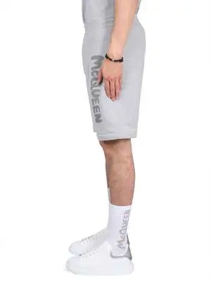 Alexander McQueen Bermuda Shorts With Graffiti Logo Print
