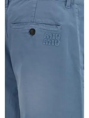 Miu Miu Garment-dyed Wide-leg Pants - Blue