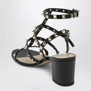 Valentino Garavani Rockstud Calfskin Leather Sandals - Black