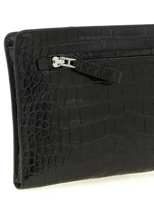 TOM FORD Croc Print Leather Clutch Bag