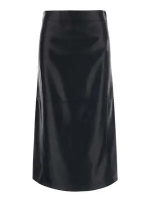 Max Mara S 'crisma' Midi Skirt With Zip Closure At The Back In Leather For - Black