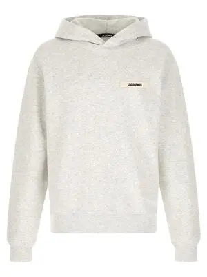 Jacquemus JACQUEMUS Gros-Grain Logo Cotton Hoodie Gray