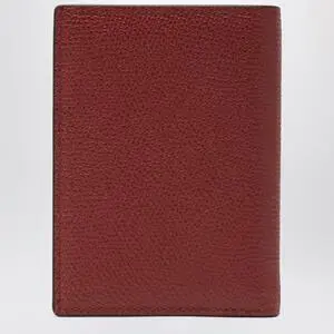 Valentino Garavani Dark Vlogo Card Holder In Grained Leather - Red