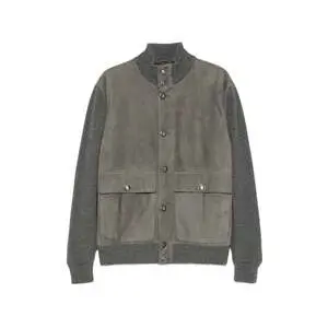 Brunello Cucinelli Grey Jackets Leather Jackets - Gray