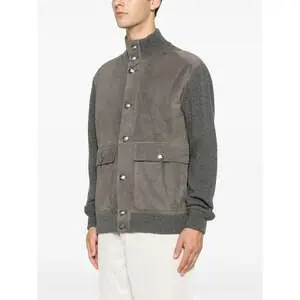 Brunello Cucinelli Grey Jackets Leather Jackets