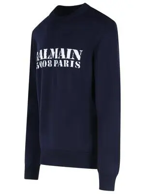 Balmain Navy Merino Wool Sweater