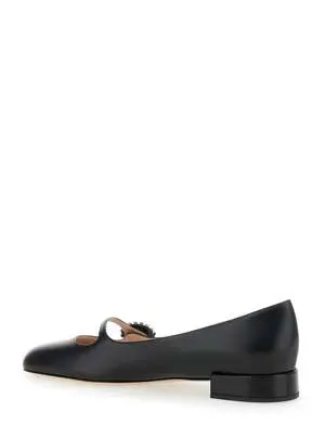 Valentino Garavani Leather Ballet Shoes With Vlogo - Black