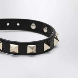 Valentino Garavani Leather Rockstud Bracelet - Black