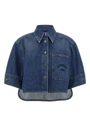 Givenchy Cotton Denim Short Shirt - Blue