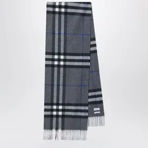 Burberry Check Cashmere Scarf In Marlborough Grey - Gray