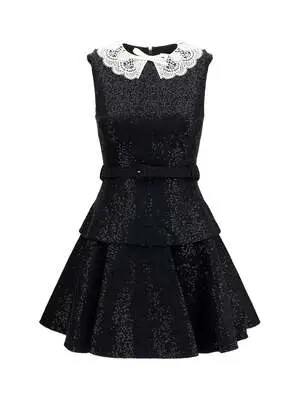 SELF-PORTRAIT Sequin Bouclé Mini Dress - Black