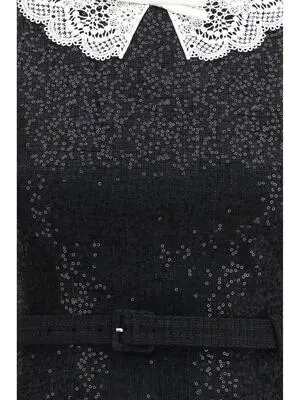 SELF-PORTRAIT Sequin Bouclé Mini Dress - Black