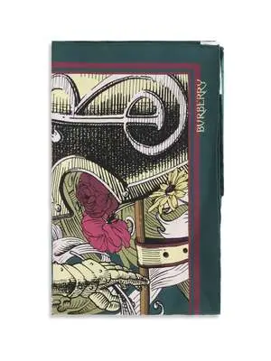 Burberry Silk Scarf With Etched Knight - Green
