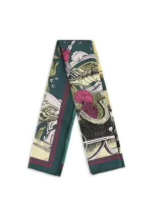 Burberry Silk Scarf With Etched Knight