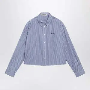 Miu Miu Striped Cropped Shirt - White