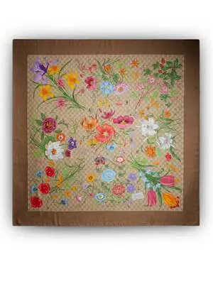Gucci Wool And Silk Shawl With Gg Print - Multicolor