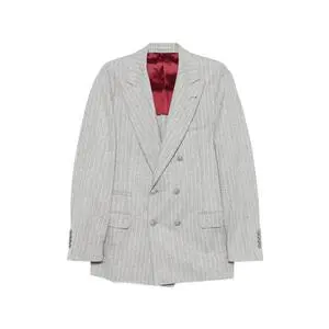Brunello Cucinelli Double-breasted Pinstripe Blazer - Gray