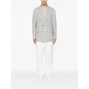 Brunello Cucinelli Double-breasted Pinstripe Blazer - Gray
