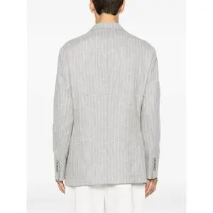 Brunello Cucinelli Double-breasted Pinstripe Blazer - Gray