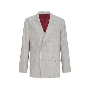 Brunello Cucinelli Double-breasted Pinstripe Blazer - Gray