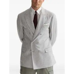 Brunello Cucinelli Double-breasted Pinstripe Blazer - Gray