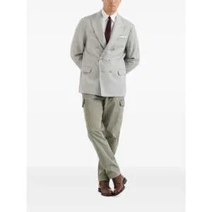 Brunello Cucinelli Double-breasted Pinstripe Blazer - Gray
