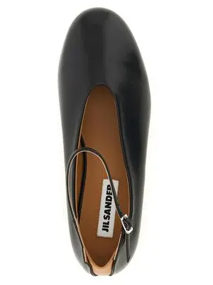 JIL SANDER Elyss Leather Ballet Flats - Black