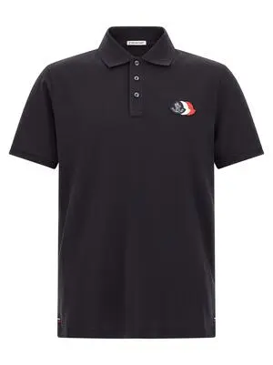 Moncler Triple Logo Polo Shirt - Blue