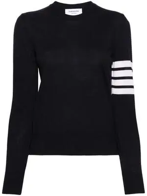 Thom Browne Wool 4-bar Relaxed Pullover - Blue