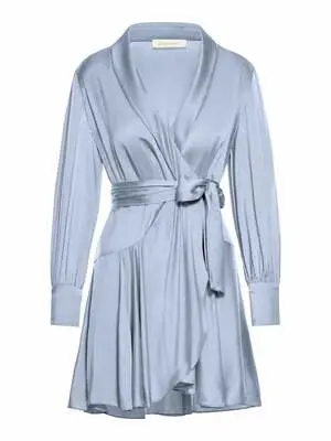Zimmermann Silk Wrap Mini Dress - Blue