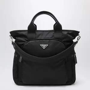 Prada Re-nylon And Saffiano Shopping Bag - Black