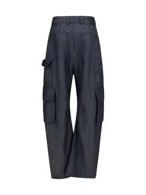 Balenciaga Denim Print Cargo Pants