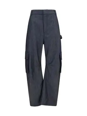 Balenciaga Denim Print Cargo Pants - Blue