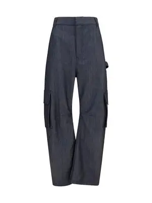 Balenciaga Denim Print Cargo Pants - Blue