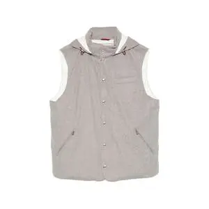Brunello Cucinelli Melange Wool Hooded Waistcoat - Gray