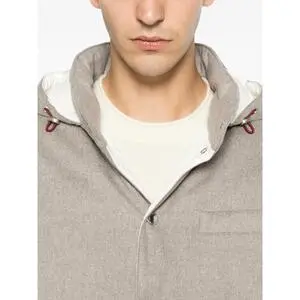 Brunello Cucinelli Melange Wool Hooded Waistcoat - Gray