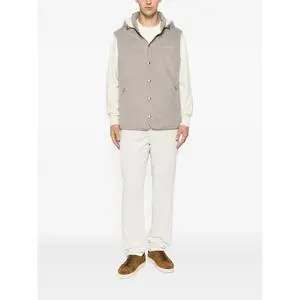 Brunello Cucinelli Melange Wool Hooded Waistcoat - Gray