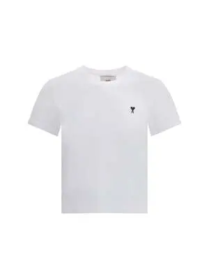 AMI Paris De Coeur Cropped T-shirt - White