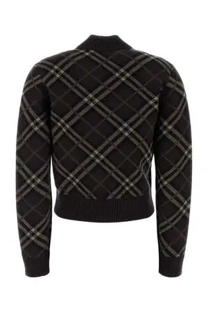 Burberry Embroidered Stretch Wool Blend Cardigan