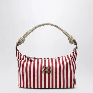 Miu Miu Miu Miu Ruby/Cognac Striped Canvas Bag Women Red