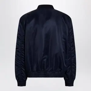 Valentino Garavani Shiny Navy Zip-up Bomber Jacket With Vlogo