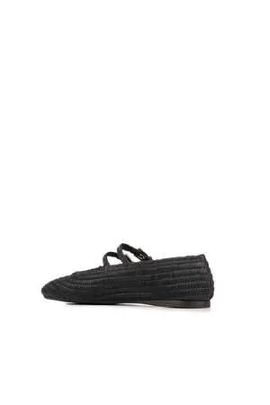 Prada Raffia Mary Jane Flats - Multicolor