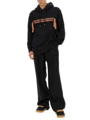 LANVIN Paris" Logo Embellished Cotton Hoodie - Black