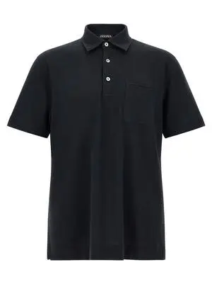 Zegna Polo Shirt With Pocket - Blue