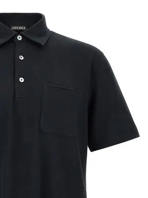Zegna Polo Shirt With Pocket - Blue