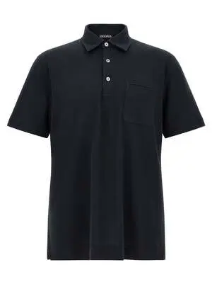 Zegna Polo Shirt With Pocket - Blue