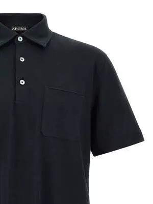 Zegna Polo Shirt With Pocket - Blue