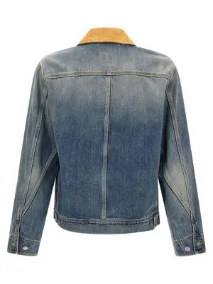 Alexander McQueen Suede Collar Denim Jacket