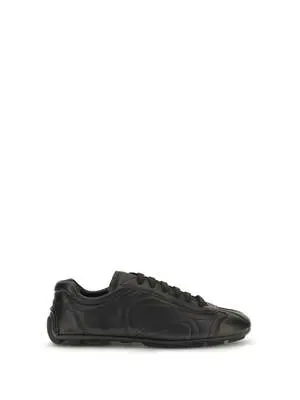 Prada Leather Lace-up Sneakers